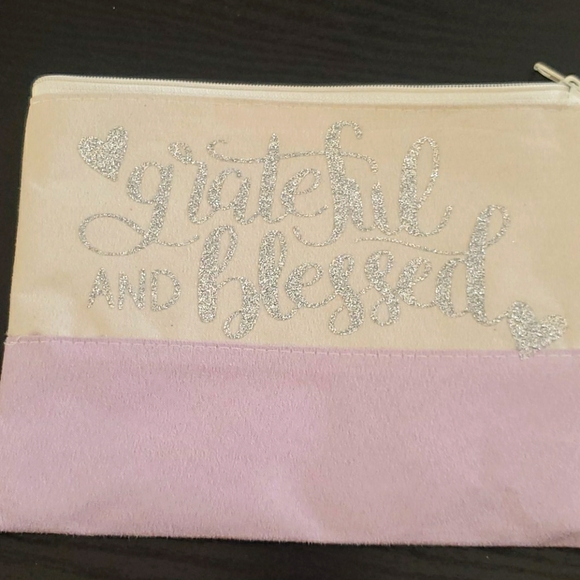 Bags | Cosmetic Bag With Silver Glitter Vinyl Decal | Poshmark